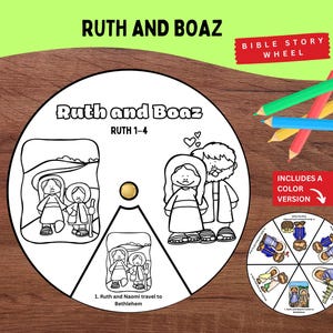 Ruth and Boaz Coloring Wheel Printable | Ruth 1–4 Bible Story Craft for ...