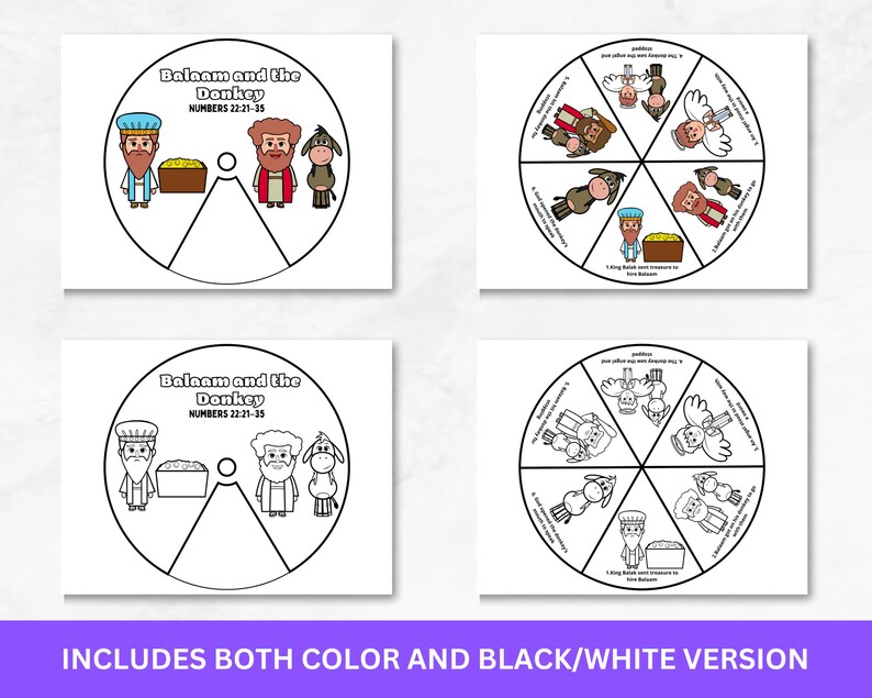Balaam and the Donkey Coloring Wheel | Talking Donkey Bible Story for ...
