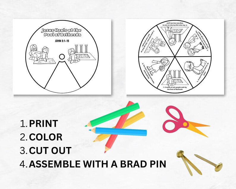 Jesus Heals at the Pool of Bethesda Coloring Wheel | John 5 Bible Craft ...