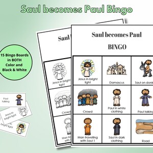 Saul Becomes Paul Bingo Set for Kids, Saul Becomes Paul Bible Bingo L ...