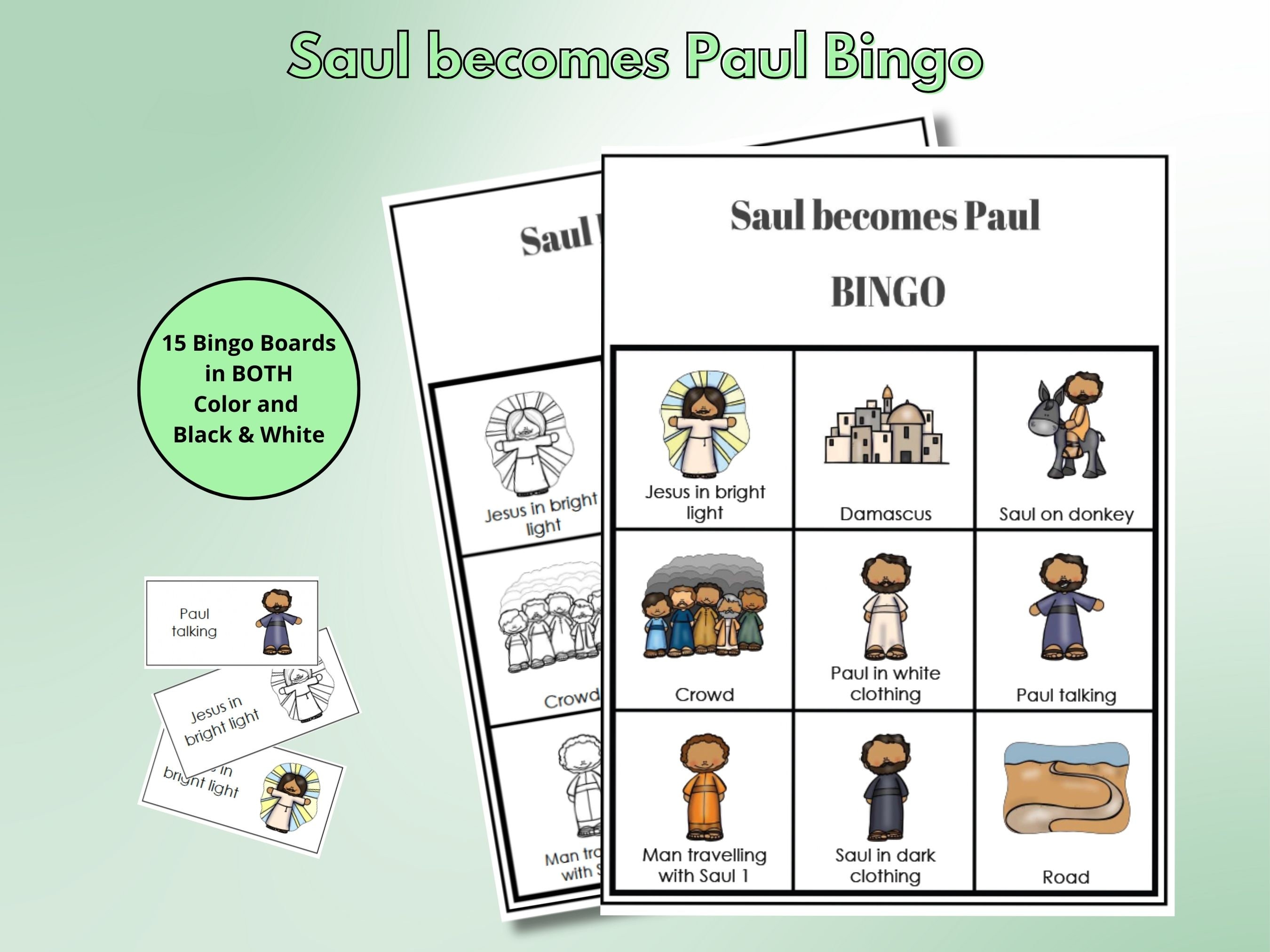 Saul Becomes Paul Bingo Set for Kids, Saul Becomes Paul Bible Bingo L ...