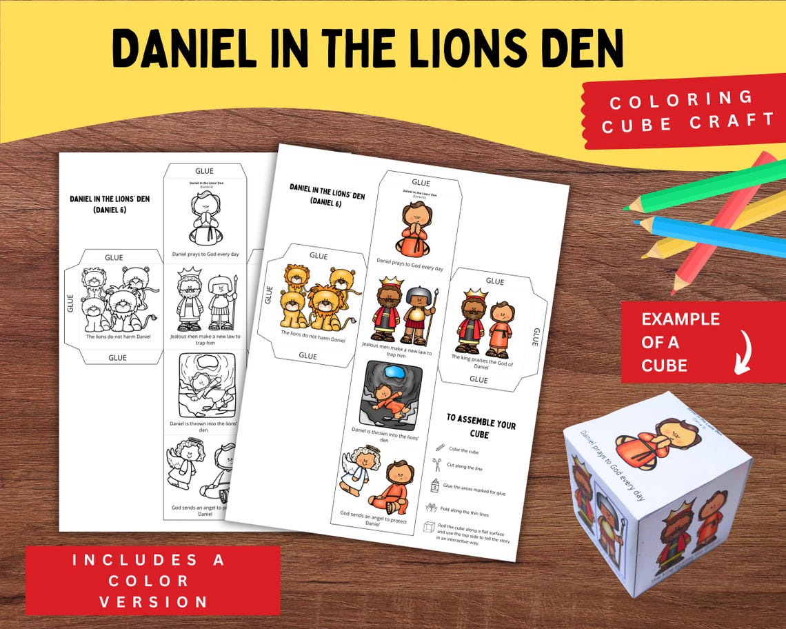 Daniel and the Lions' Den Bible Story Cube | Daniel 6 | Printable Kids ...