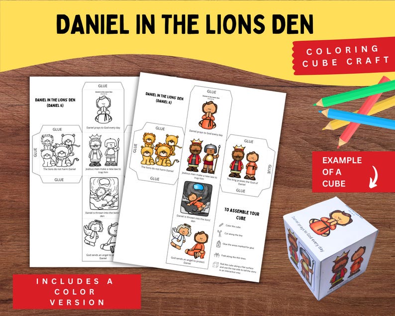Daniel and the Lions' Den Bible Story Cube | Daniel 6 | Printable Kids ...