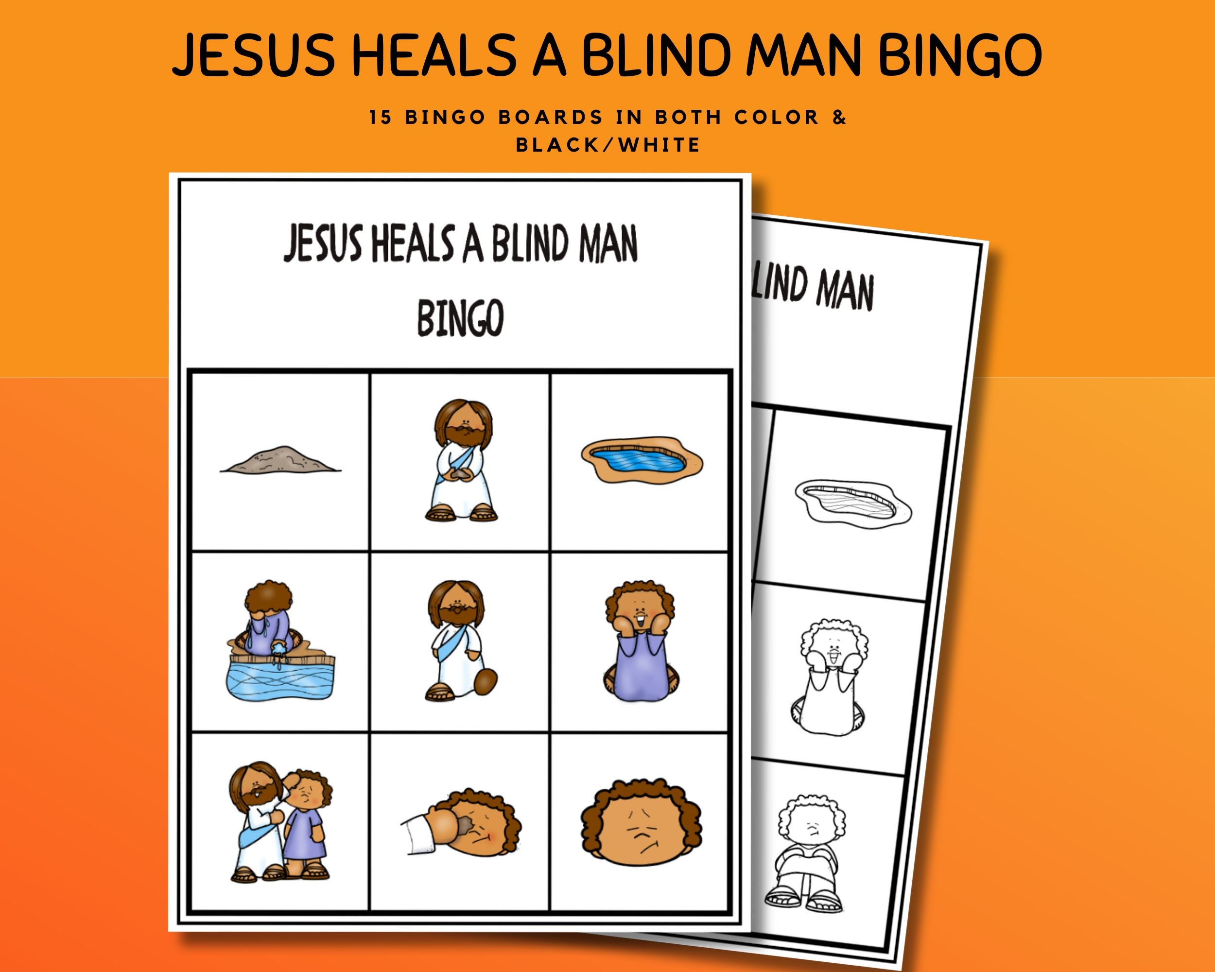 Jesus Heals a Blind Man Bingo Set for Kids, Jesus Heals a Blind Man ...