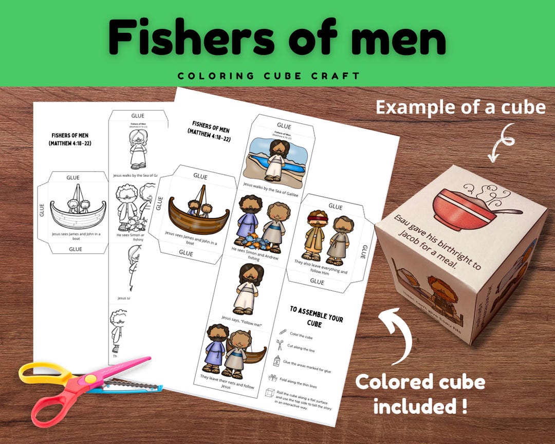 Fishers of Men Bible Story Cube | Matthew 4:18–22 | Printable Kids ...