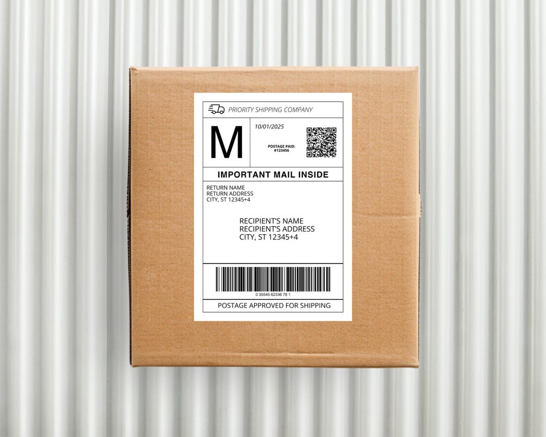 Editable Shipping Label Template, Editable Personalized Mail Label ...