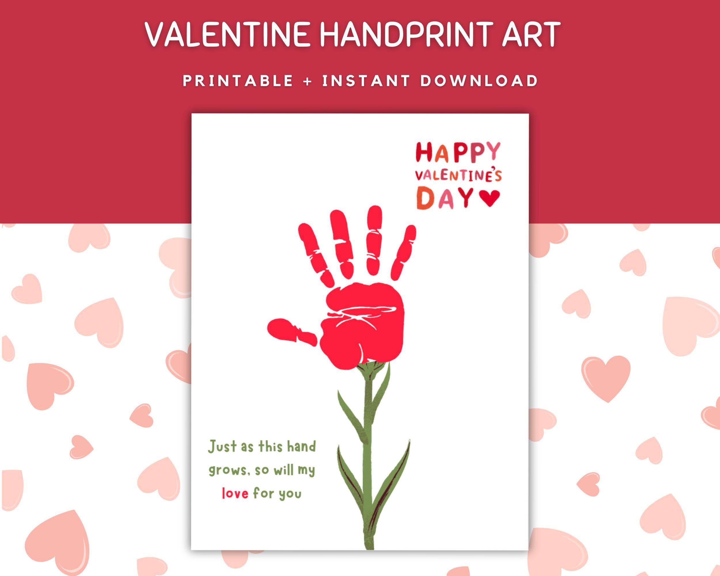 Valentine Handprint Art, Valentine Preschool Activity, Craft for ...