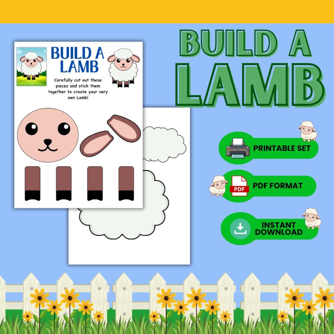 Build A Lamb Printable Craft - Cut & Paste Activity, Kids Spring Craft ...