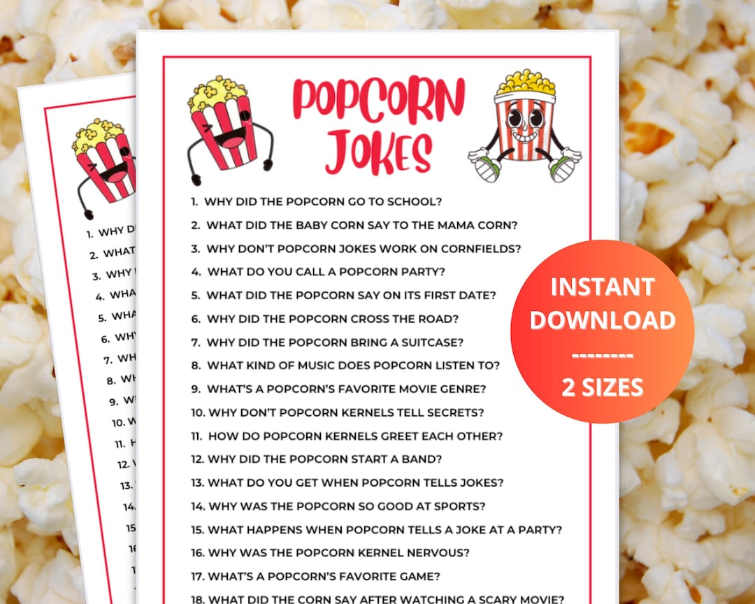 Popcorn Joke Game Printable, Funny Popcorn Puns Activity for Kids ...