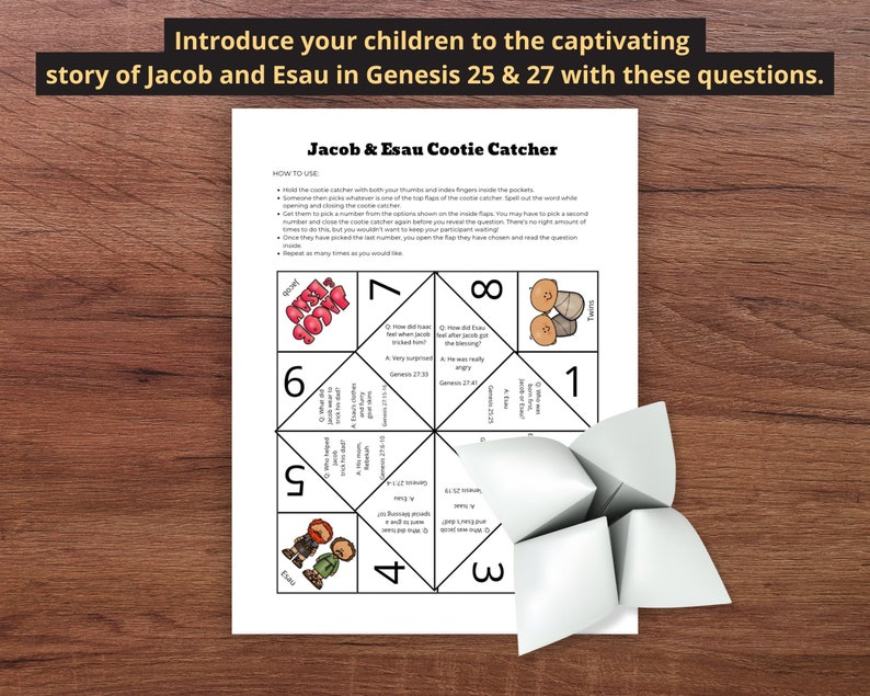 Jacob and Esau Printable Cootie Catcher - Sunday School Craft for Kids ...