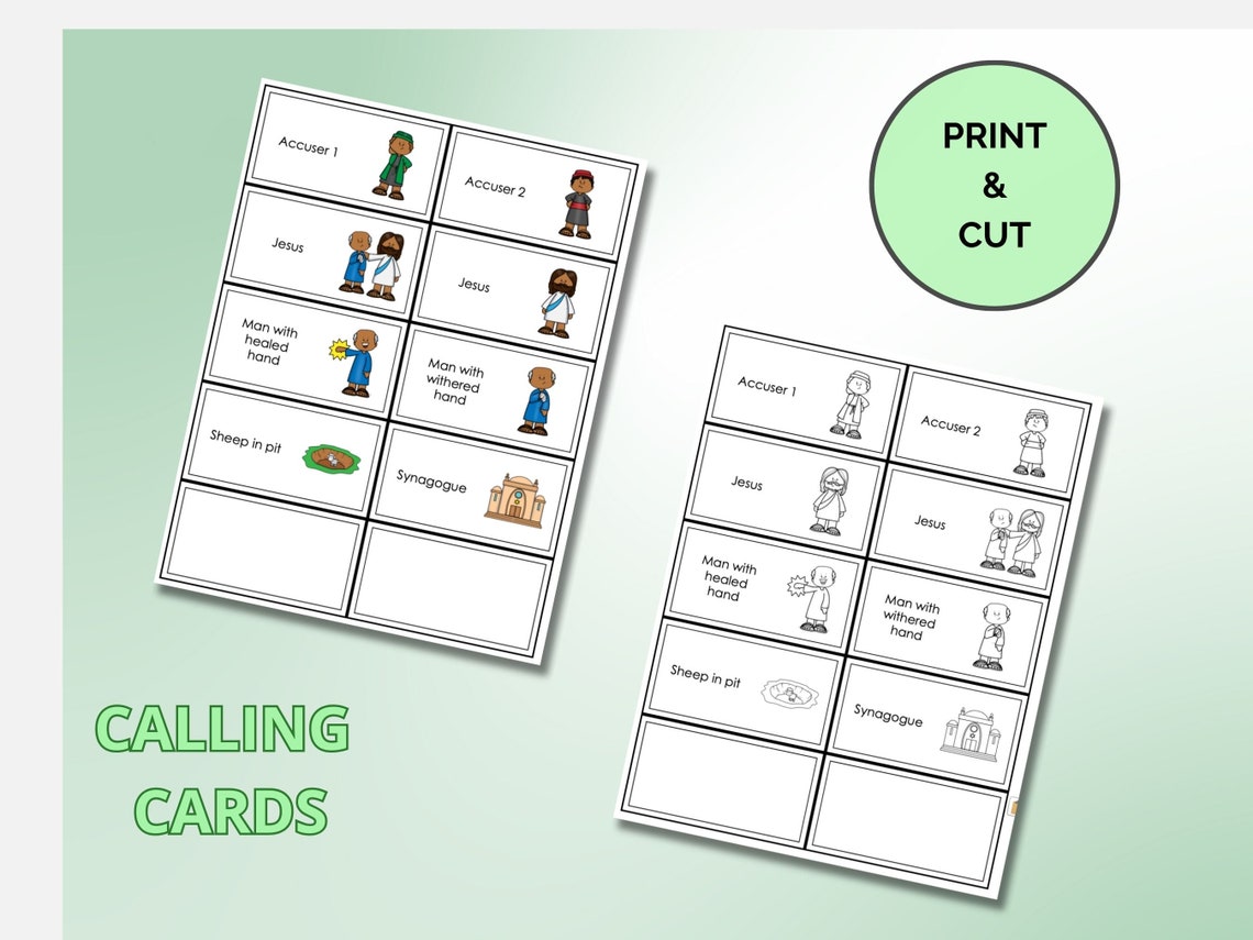 Jesus Heals a Man With a Withered Hand Bingo Set for Kids, Jesus Heals ...