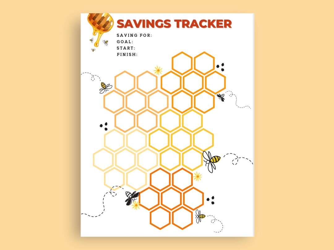 Honeycomb Savings Tracker Printable A4, Cute Bee Money Goal Tracker ...