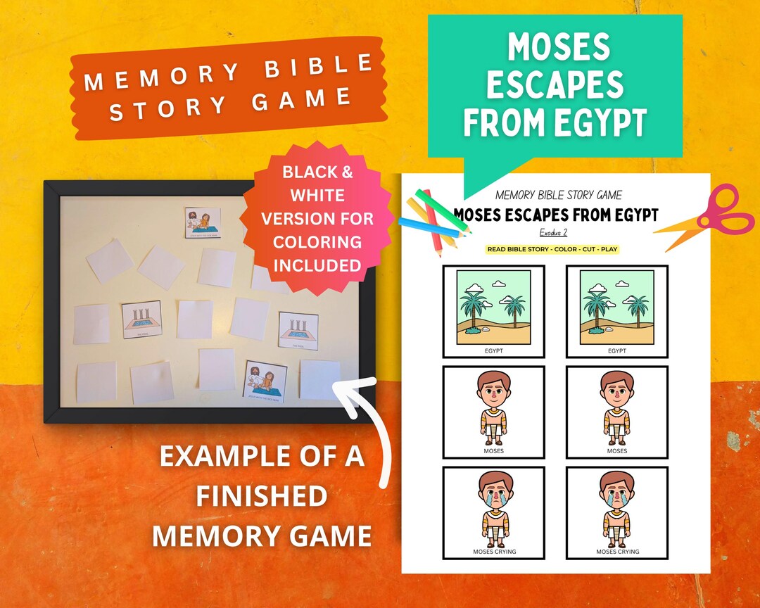 Moses Escapes Egypt Memory Game | Exodus 2 | Moses Flees Egypt | Old ...