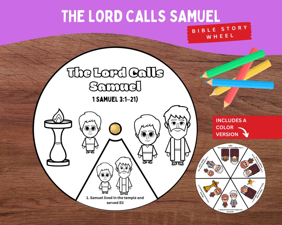 Samuel and Eli Bible Story Coloring Wheel | God Calls Samuel Craft | 1 ...