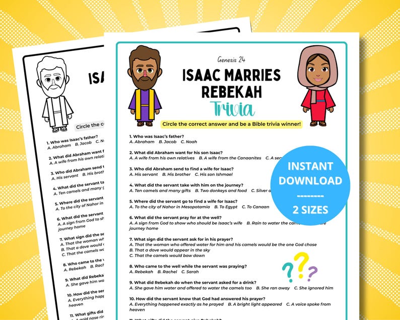 Isaac Marries Rebekah Bible Trivia Game | Rebekah at the Well Kids ...