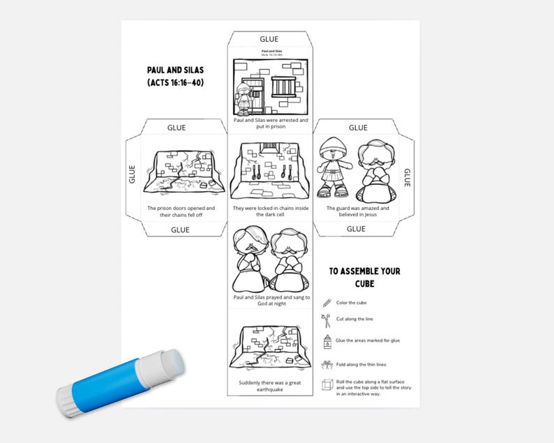 Paul and Silas Bible Story Cube | Acts 16:16–40 | Printable Kids Craft ...
