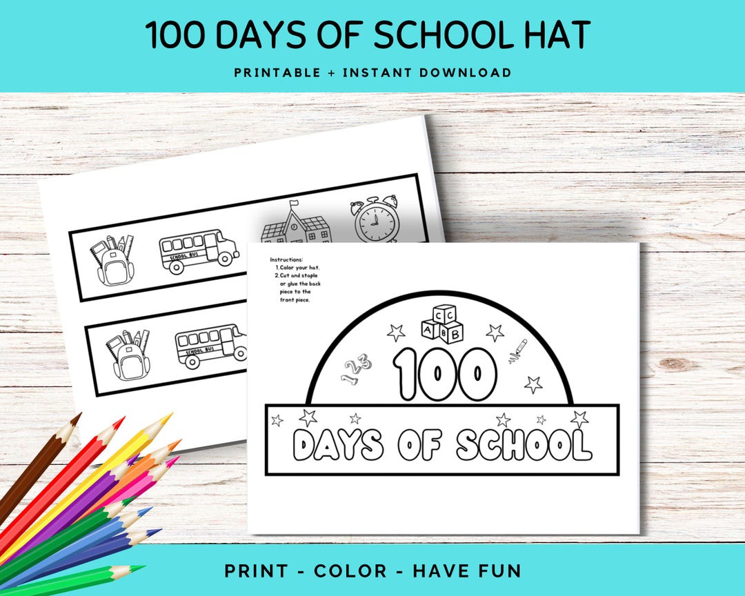 100 Days of School Paper Crown, Printable Paper Crown 100 Days of ...