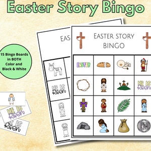 Easter Story Bingo Set for Kids - Bible Story Activity, Resurrection ...