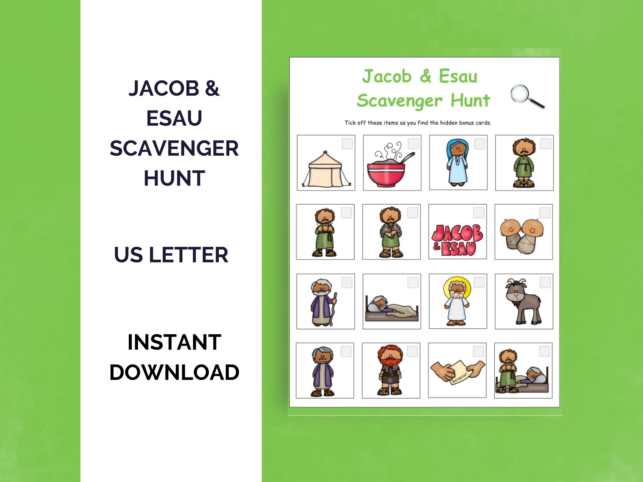 Jacob and Esau Scavenger Hunt, Old Testament Scavenger Hunt, Sunday ...