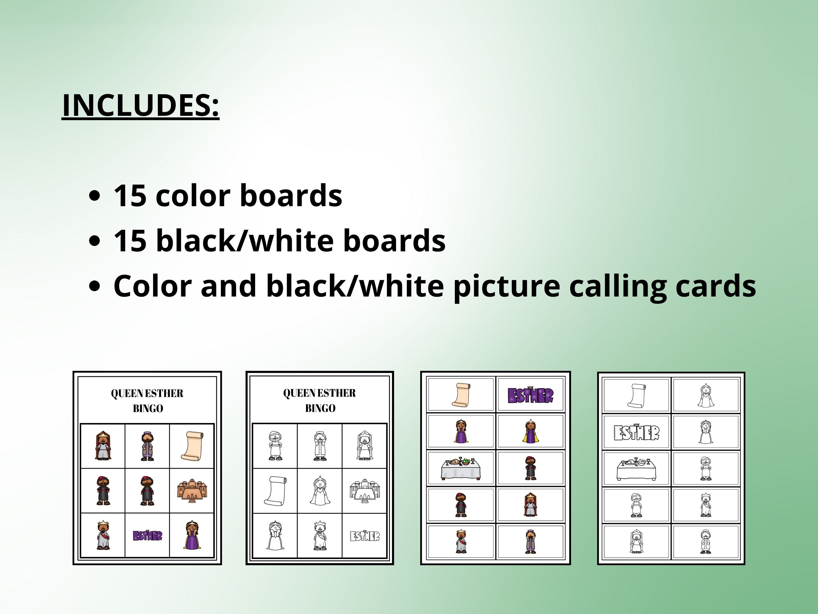 Queen Esther Bingo Set for Kids - Bible Story Activity, Esther Bible ...