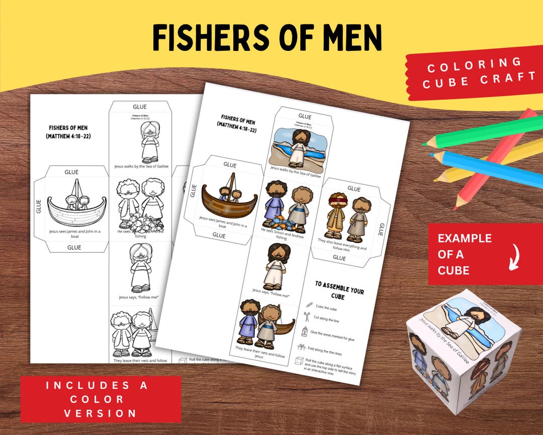 Fishers of Men Bible Story Cube | Matthew 4:18–22 | Printable Kids ...
