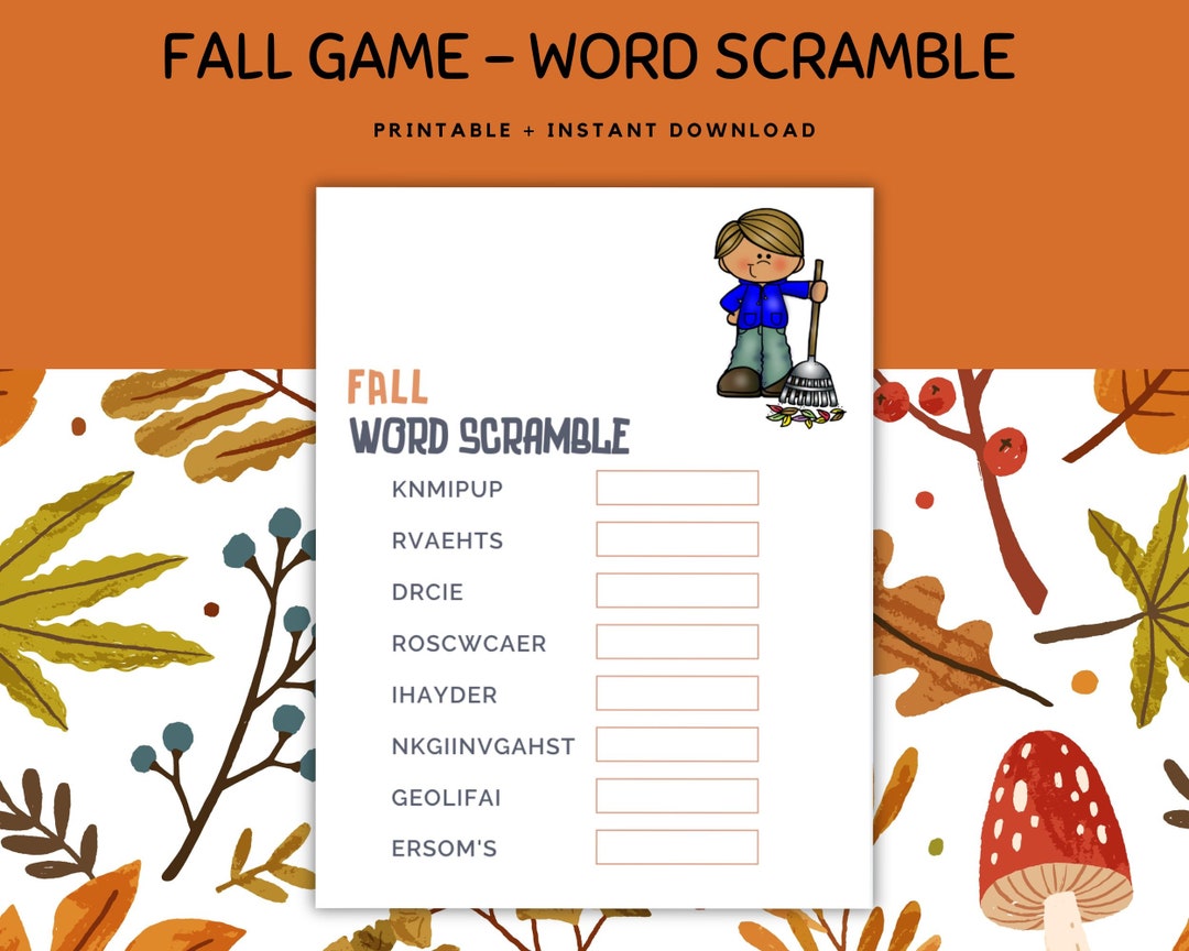 Fall Word Scramble Game, Word Scramble, Autumn Game, Autumn Activity ...