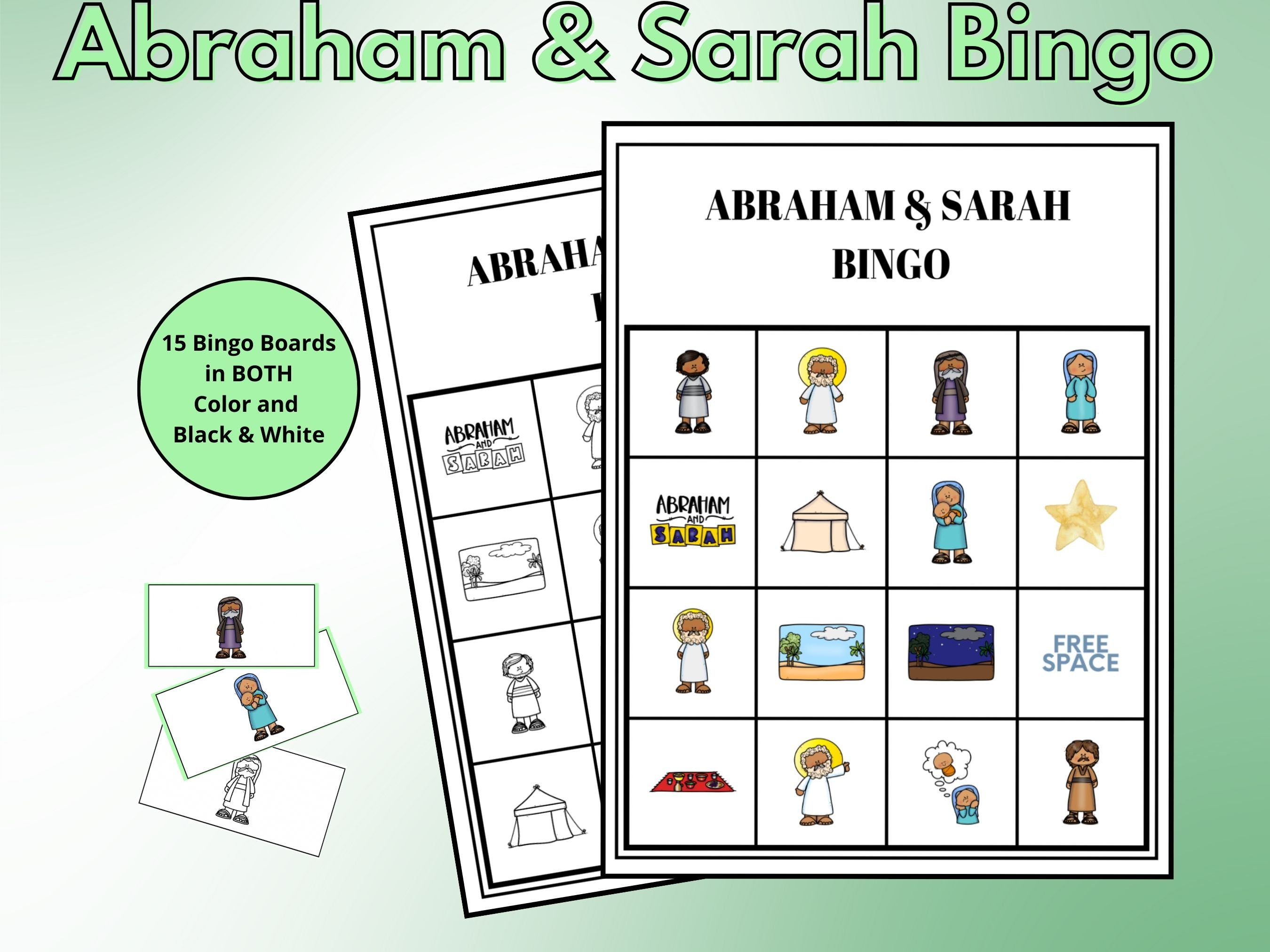 Abraham & Sarah Bingo Set for Kids - Bible Story Activity, Abraham ...