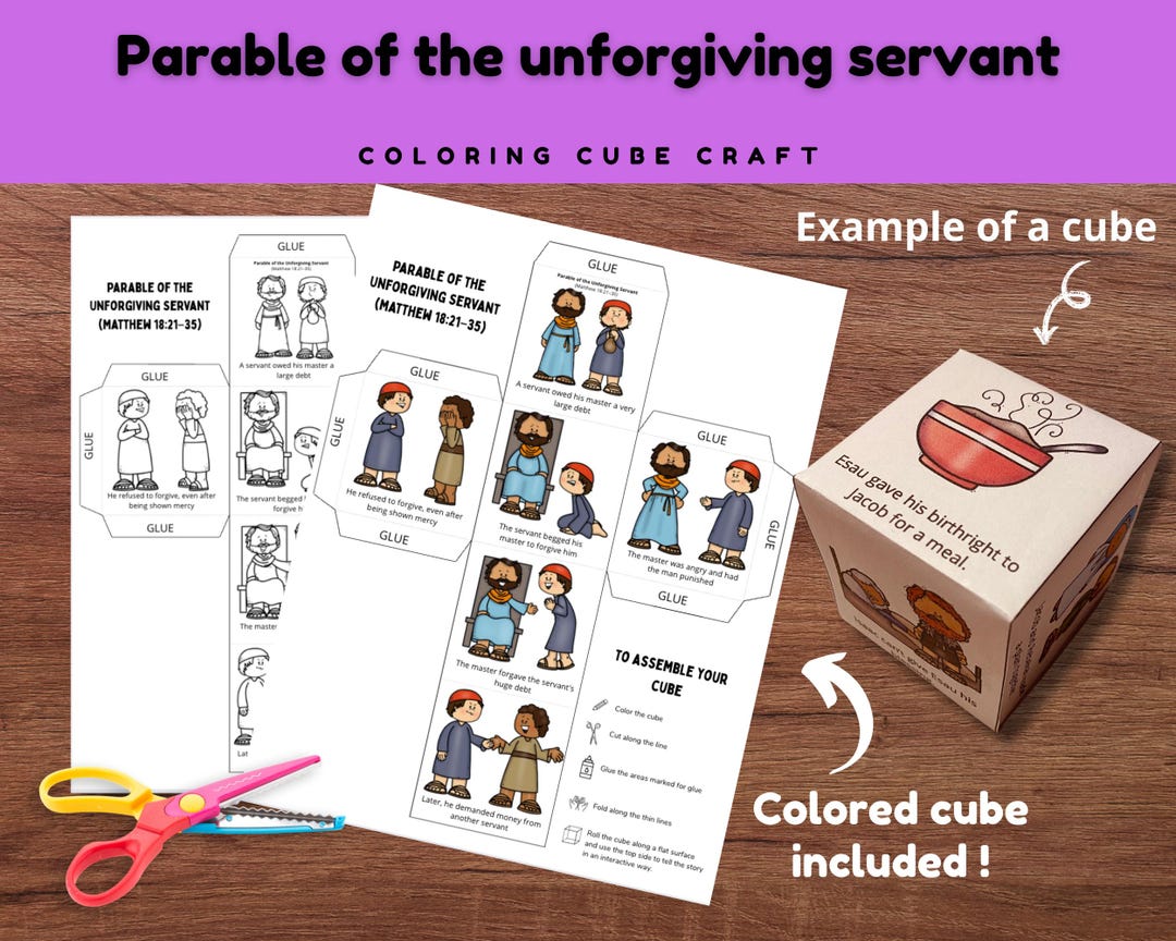 Parable of the Unforgiving Servant Bible Story Cube | Printable Craft ...