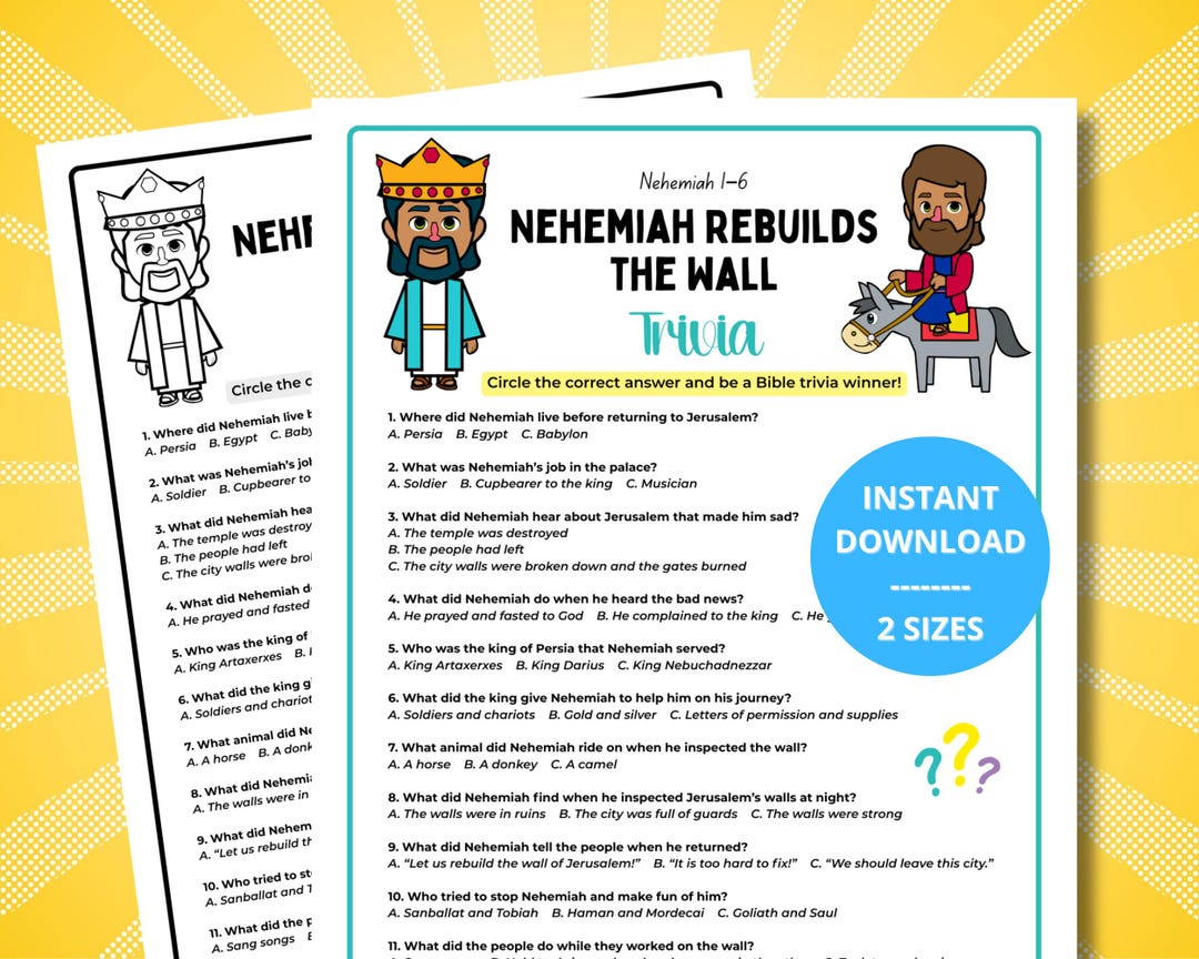 Nehemiah Rebuilds the Wall Trivia Game • Nehemiah Bible Story for Kids ...