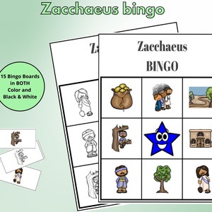 Zacchaeus Bingo Set for Kids, Zacchaeus Bible Bingo L New Testament ...