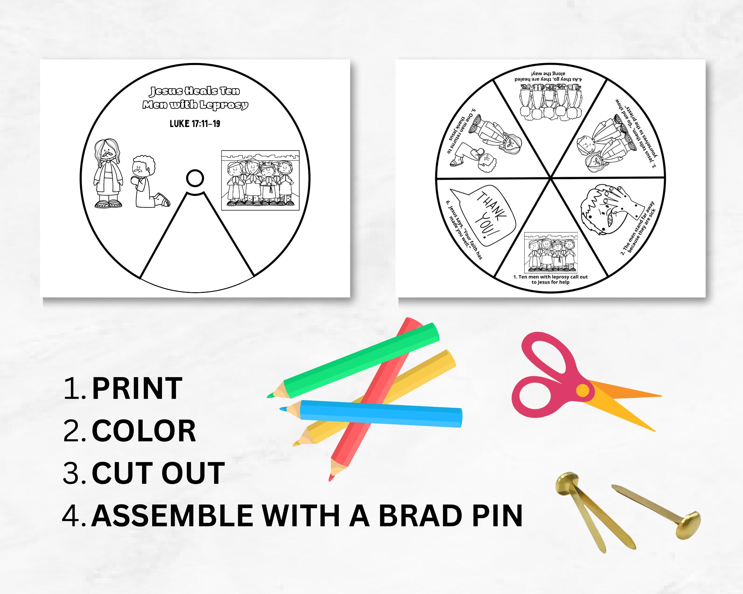 Jesus Heals Ten Lepers Bible Story Wheel Craft | Luke 17:11–19 Sunday ...