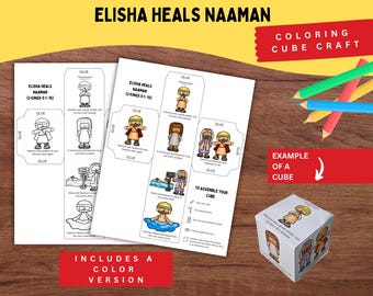 Elisha Heals Naaman Coloring Cube | 2 Kings 5:1–15 Bible Story Craft ...