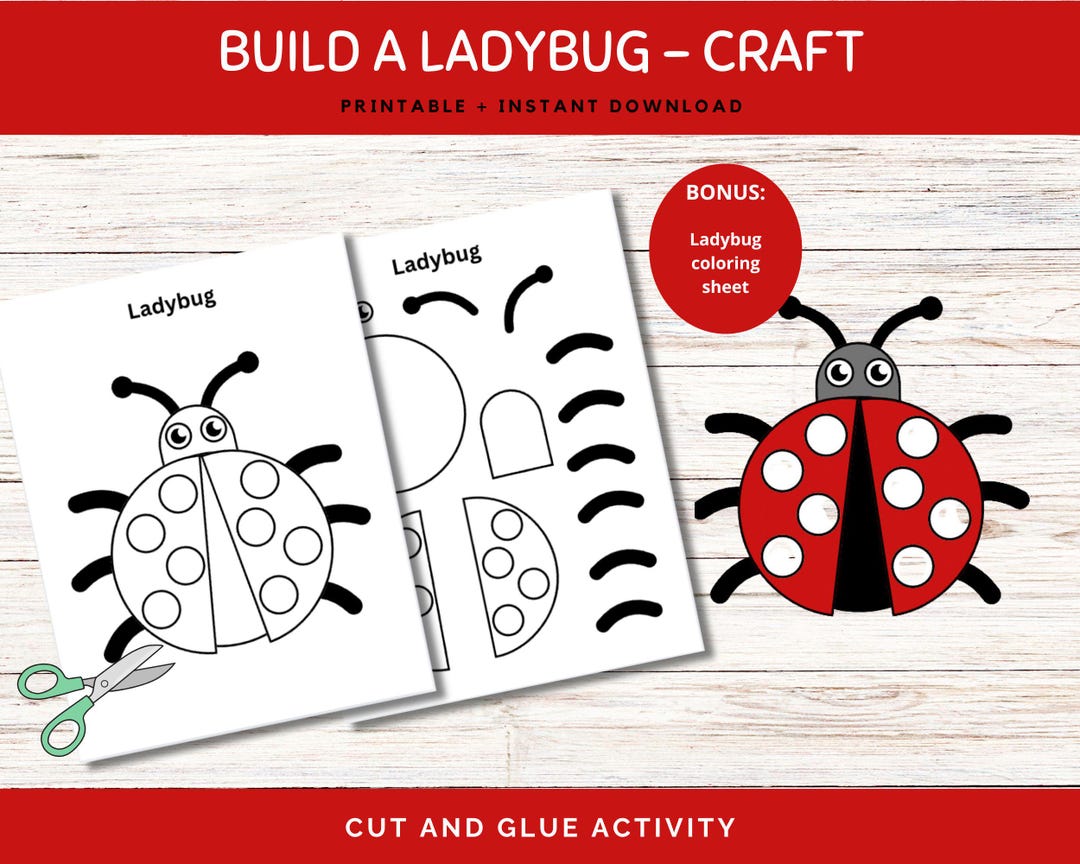 Build a Ladybug Activity, Cut and Glue Printable for Kids, Preschool ...