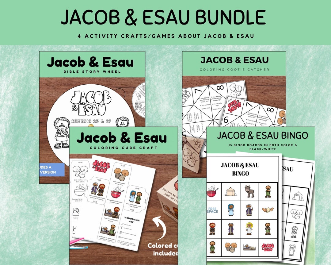 Paquete imprimible de Jacob y Esaú, actividad bíblica divertida para ...