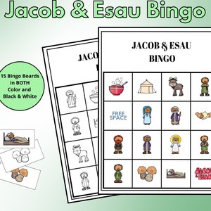 Jacob and Esau Bingo Set for Kids - Bible Story Activity, Jacob and ...