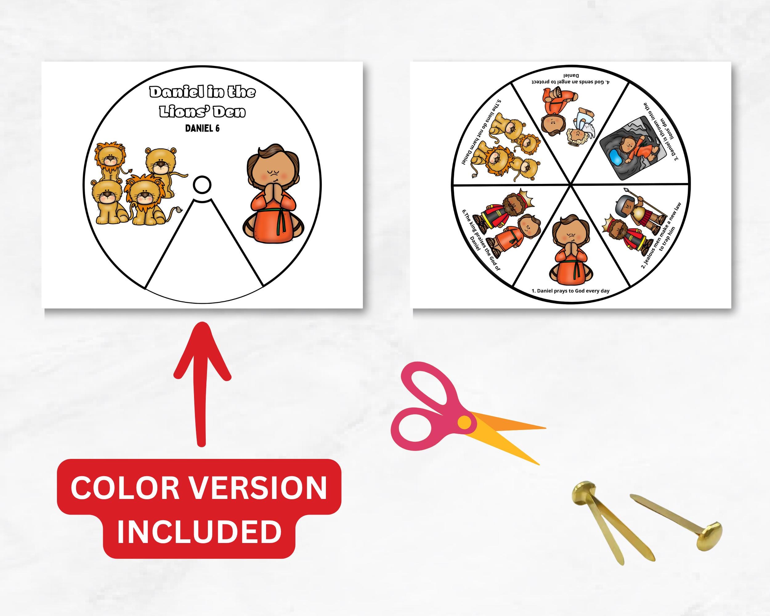 Daniel in the Lions' Den Coloring Wheel Printable | Daniel 6 Bible ...