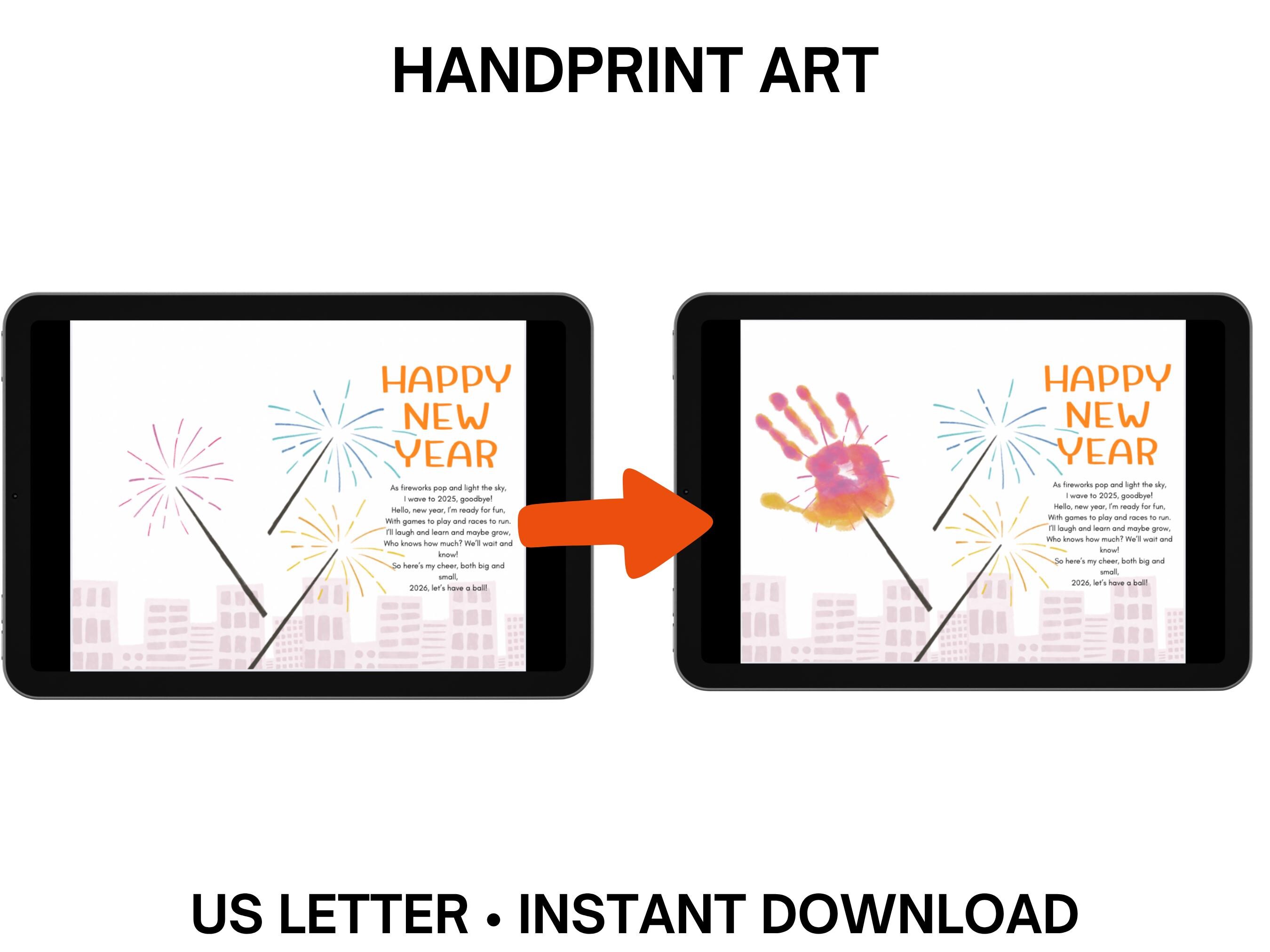 New Year Handprint Craft for Kids, Keepsake 2026, Happy New Years Eve ...