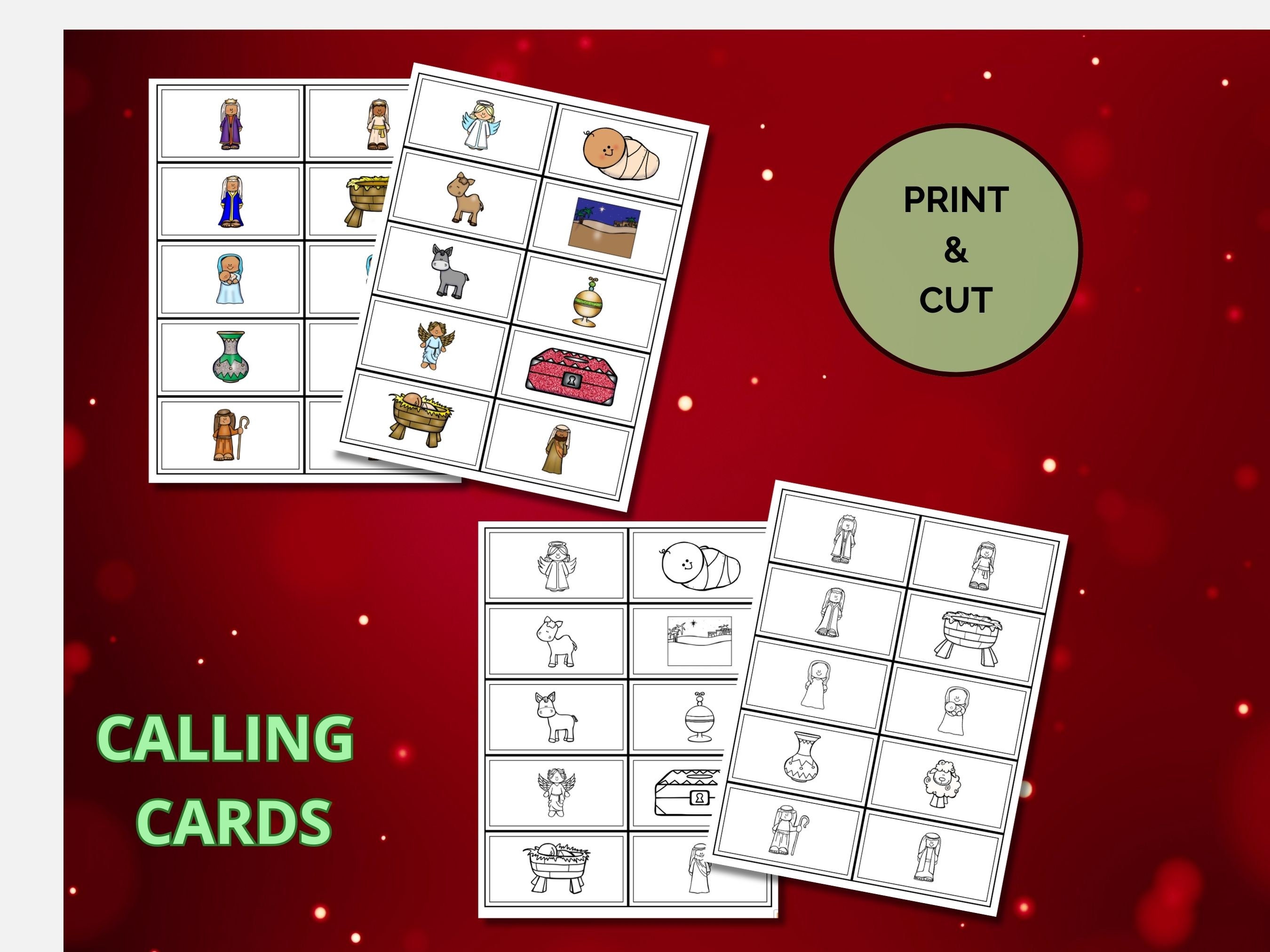 Nativity Christmas Bingo Set for Kids, Bible Story Activity, Nativity ...