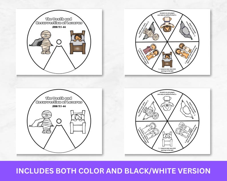 Lazarus Bible Story Wheel Printable | Jesus Raises Lazarus Craft for ...