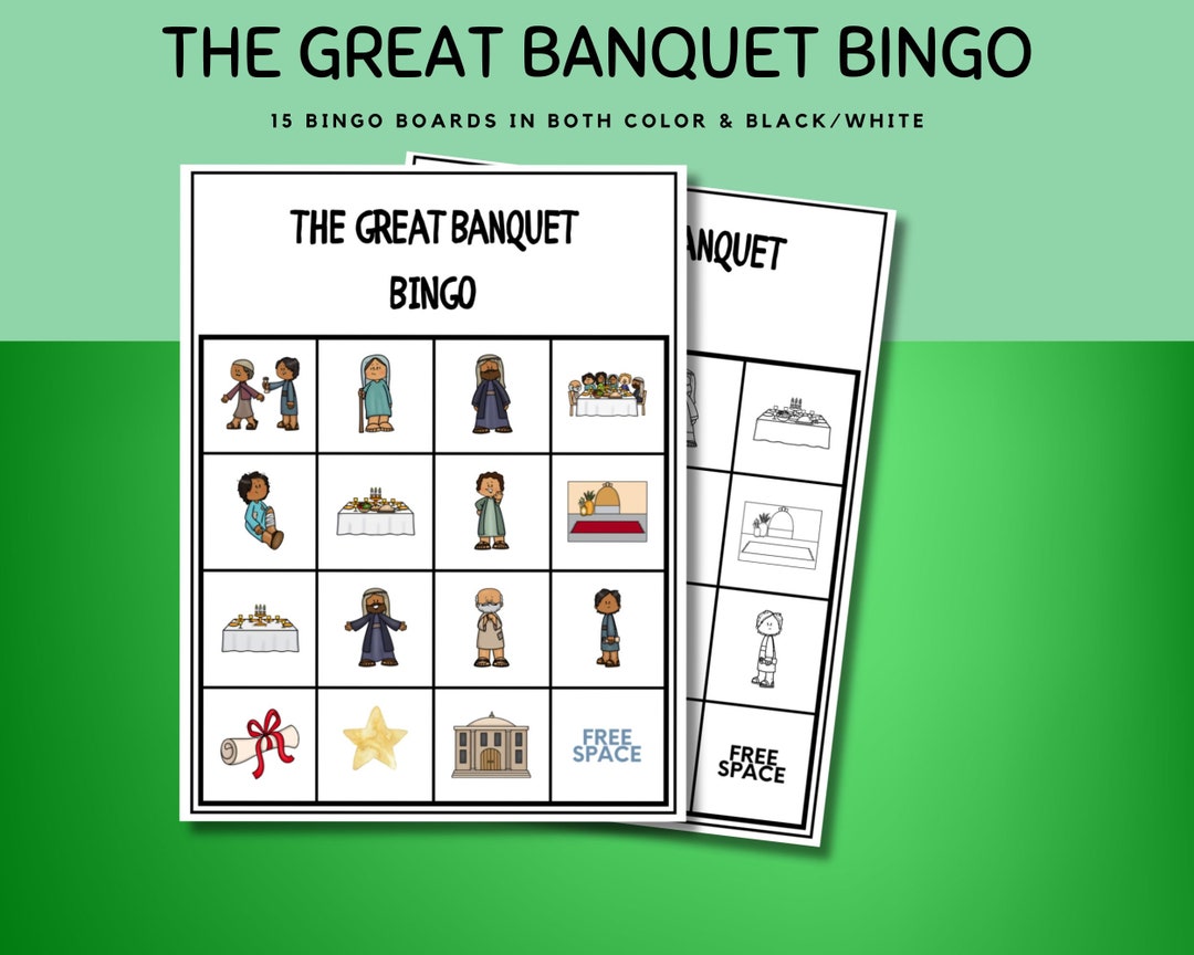 The Great Banquet Bingo Set for Kids, the Great Banquet Bible Bingo L ...