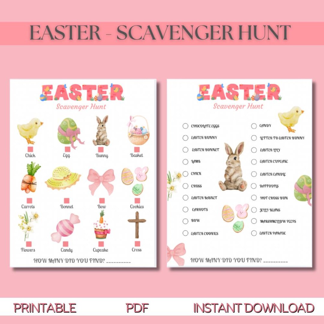Easter Scavenger Hunt Printable | Kids Easter Activity | Instant ...