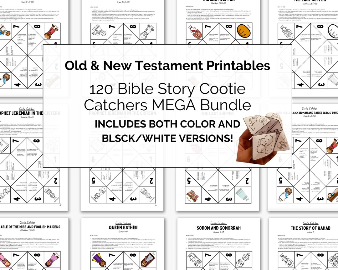 120 Bible Story Cootie Catchers Bundle for Kids – Sunday School ...
