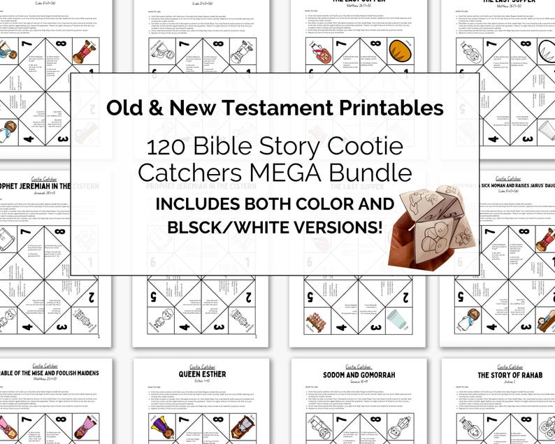 120 Bible Story Cootie Catchers Bundle for Kids – Sunday School ...