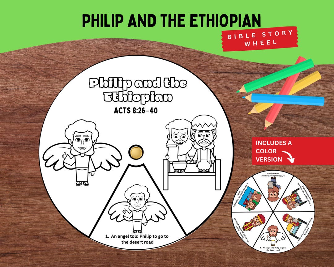 Philip and the Ethiopian Coloring Wheel | Acts 8 for Kids | Bible ...