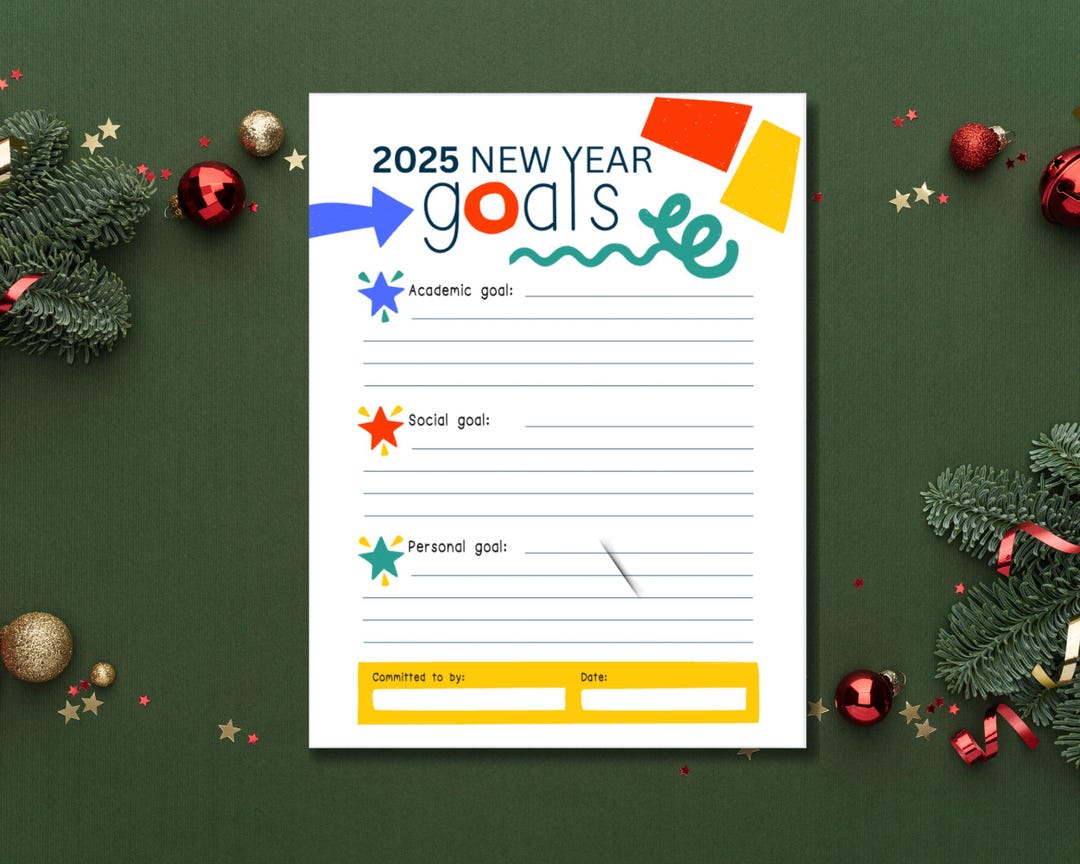 New Year 2025 Goals, New Year Activity, Classroom Activity, Teacher ...