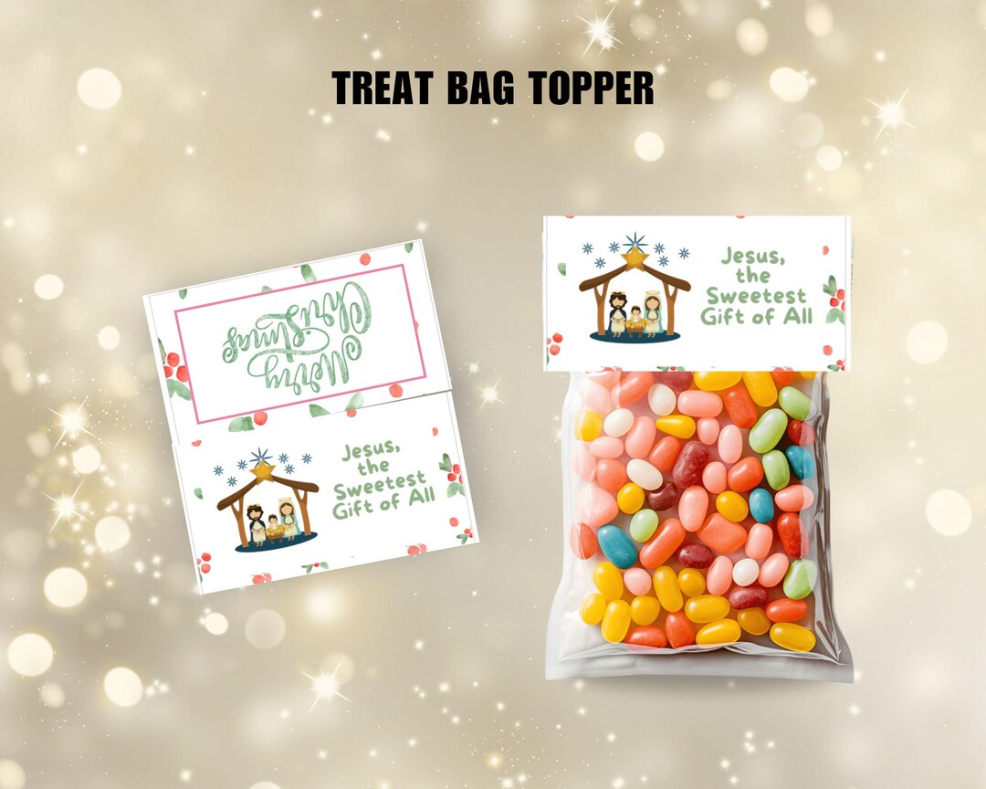 Christmas Christian Treat Bag Topper, 4,5x2,5 Bag Topper, Printable ...