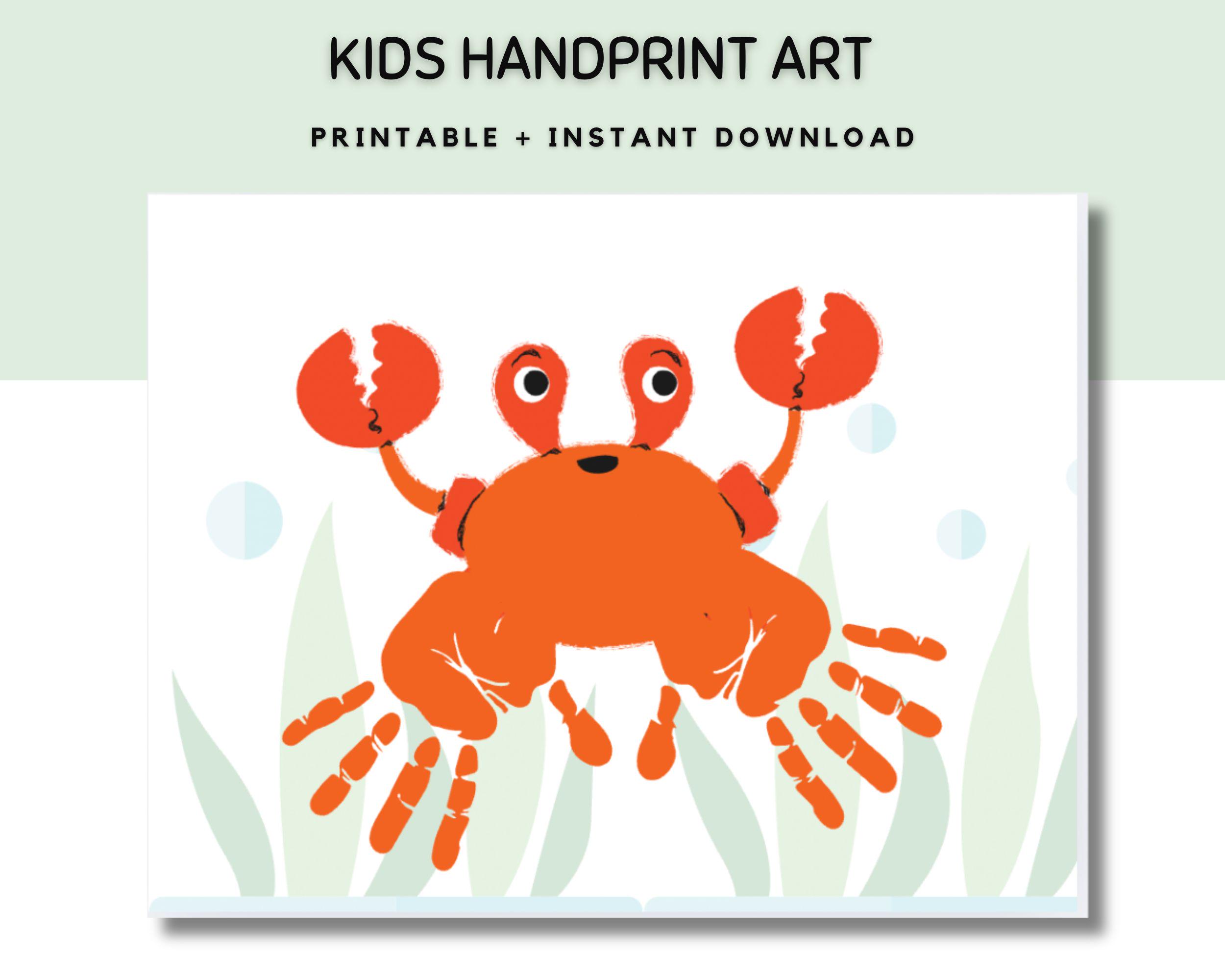 Crab Handprint Craft, Keepsake, Hand Print Art for Kids, Gift Idea ...