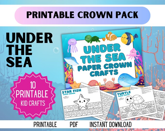 Sea Turtle Paper Crown Party Coloring Printable Party Hat Kids Craft ...