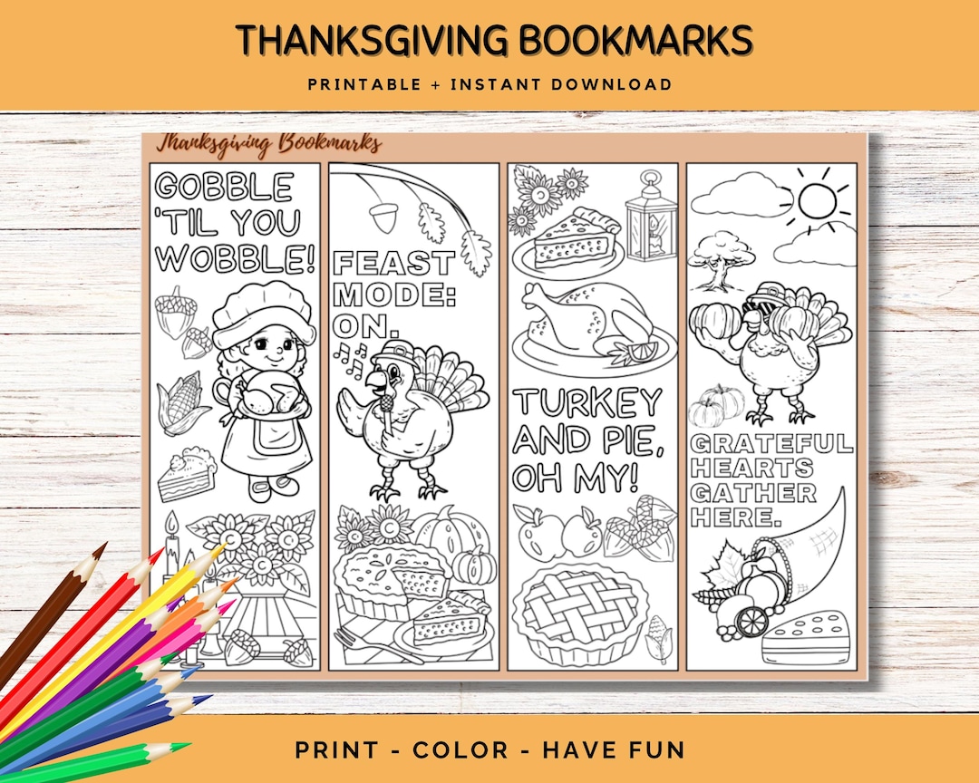 Thanksgiving Coloring Bookmarks for Kids – Printable Turkey & Fall ...