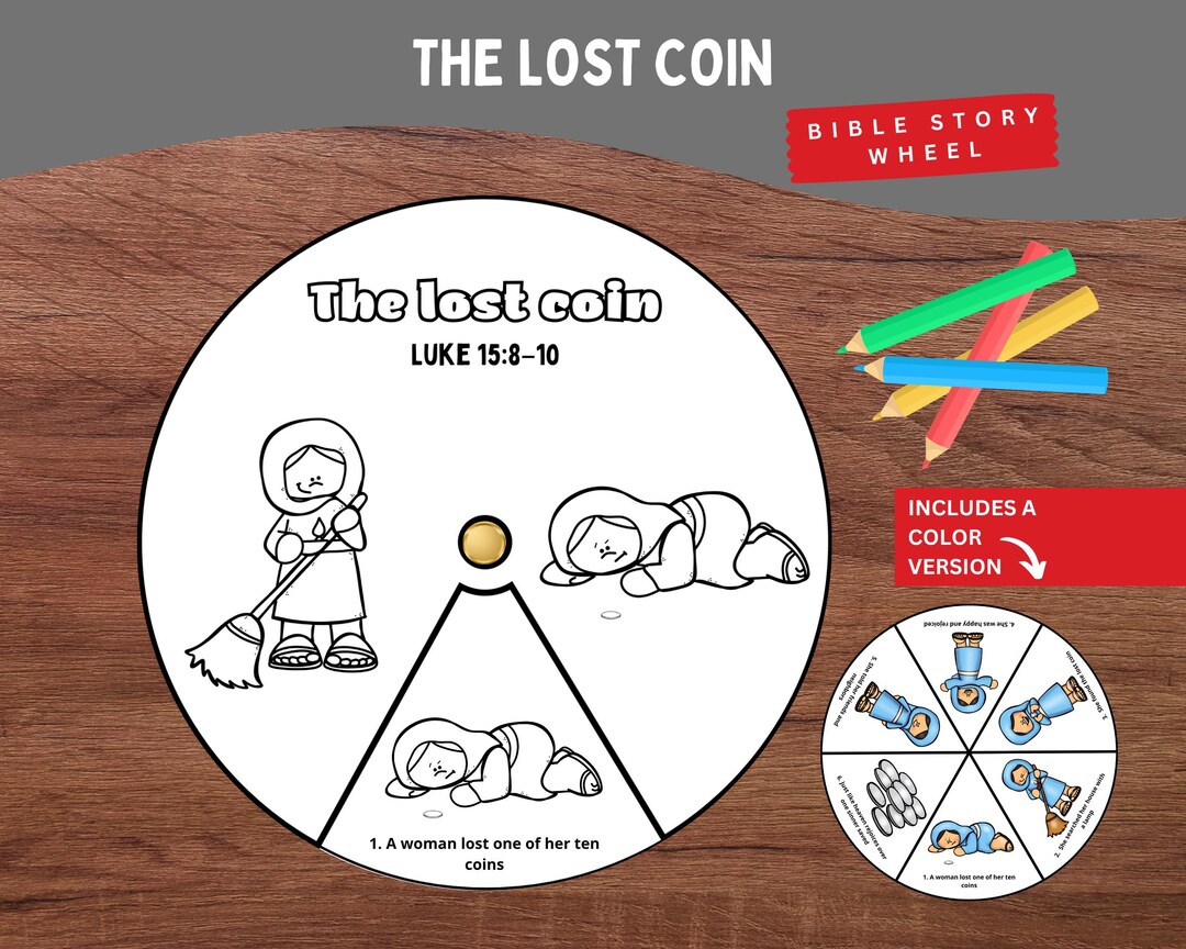 Parable of the Lost Coin Coloring Wheel for Kids | Luke 15:8–10 Bible ...